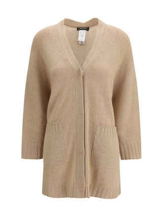 Fabiana Filippi Womens Cardigan Fine Knit V-Neck Beech Fleece Wool Sweater