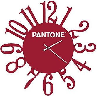 Homemania Runde Wanduhr für Wohnzimmer, Küche, Büro, Bordeaux-Weiß, Metall, 40 x 0,15 x 40 cm, Maße: L 40 x B 0,15 x A40 cm, 0,7 kg