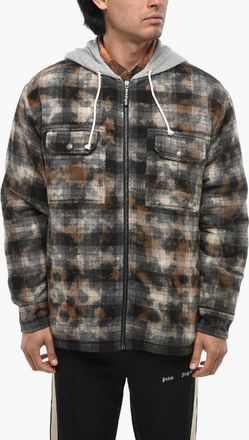 Palm Angels Plaid Overshirt with Hood Palm Angels