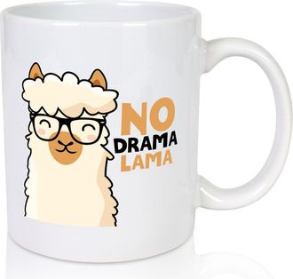 Generic No Drama | Entspannt | Lama mit Brille | s&uuml;&Atilde;Yer Comic - Tasse Weiss - Kaffeetasse/Geschenk/Familie