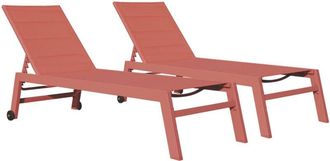 Happy Garden Happy Garden - Lot de 2 bains de soleil barbados en textilène terracotta - aluminium terracotta