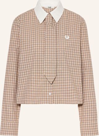 Maje Hemdbluse Mit Abnehmbarer Schluppe Und Schmucksteinen beige