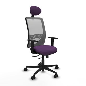 Piqueras y Crespo B&uuml;rostuhl Zulema mit 1D-Armlehnen und festem Kopfteil, ausgestattet mit Syncro/Traslack und Schneideschaum, mit Rollen von 65 mm, Nylon, Grau/Violett