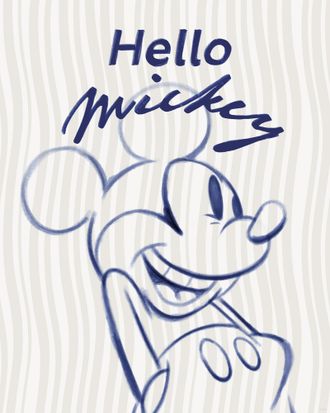 Komar Wandbild- Disney Mickey Mouse Hello - Gr&ouml;&szlig;e 40 x 50 cm - Poster, Kinderzimmer, Dekoration - gerollt ohne Rahmen, Blau,grau