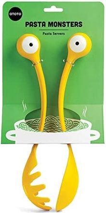 OTOTO Design Pasta Monsters et couverts à salade - Gadgets de cuisine amusants sans BPA - Ensemble cuillère et fourchette à salade 100% de qualité alimentaire - Pe