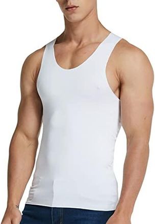 Generic Gilet Running Homme Soie Glacée- Gilet sans Manche sans Couture Séchage Rapide Épaules Larges Couleur Unie Grande Taille Débardeur Comfortable Fitness