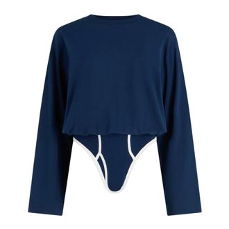 Jean Paul Gaultier Femme, Tops, Bleu, Taille: 38 FR Long Sleeves Body