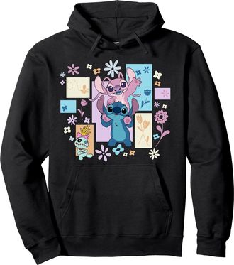 Disney Stitch & Angel Spring Easter Friendly Flower Faces Pullover Hoodie