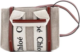 Chlo&eacute; Woody Convertible Canvas with Leather Mini tote bag - Braun