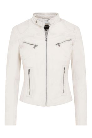 Infinity Leather Weiße, lässige Slim-Fit-Bikerjacke aus Leder für Damen - Tulsa