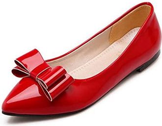 SJJH Ballerines plates avec strass pour femme - Grandes tailles, Rouge 1, 44 EU