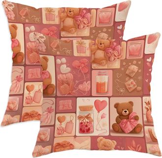 Generic B&auml;ren-Geschenkbox Mit Verspieltem, Fantasievollem Herz Sofakissen Luxuri&ouml;se Zierkissenbezug Mit Rei&szlig;verschluss Kissenbez&uuml;ge F&uuml;r Sofa Heimdekoration Be