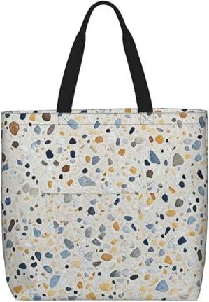 Generic Terrazzo Blanc Sac A Main Femme Imperm&eacute;able Sacs De Courses Pliable Sac Cabas Pour Travail Shopping Universit&eacute;