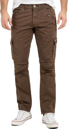Rock Creek Herren Hose Stretch Cargo Basic Sommer Hose Regular Fit Lange Hose Stoff Hose Sommerhose M&auml;nnerhose H-398 Braun W32 L34