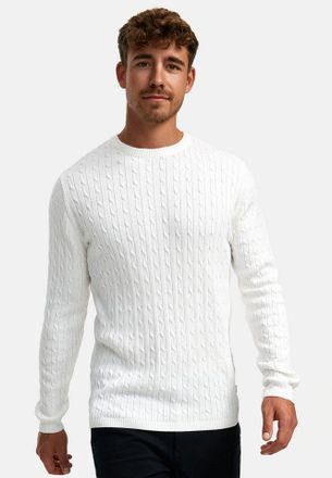 Kronstadt Herren KSCable Pullover Herrenpullover Feinstrickpullover mit Rundhalsausschnitt
