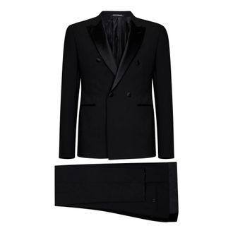 Emporio Armani Schwarzer Einreiher mit Satinrevers - - Suits - Herren - Schwarzk - M