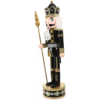 SOLUSTRE Weihnachts Nussknacker Figur aus Holz 38cm Goldfarbener Soldat Deko Tisch und Wohnraumdekoration f&uuml;r Weihnachten Geschenkidee f&uuml;r Zuhause und B&uuml;ro