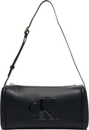 Calvin Klein Sac port&eacute; &eacute;paule souple Bold Monogram - Femme - Sacs - Noir - Taille: ONE Size