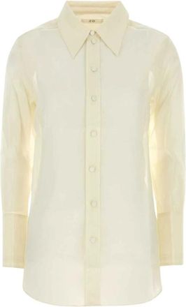 Co Femme, Blouses et Chemises, Blanc, Taille: 38 FR Chemise Ivoire en M&eacute;lange de Coton