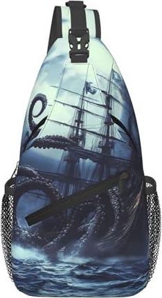 Generic Sacoche Homme Bandouliere Mer des tentacules Antivol Sac De Poitrine Polyester Sac DEpaule pour &eacute;cole Cyclisme Voyage