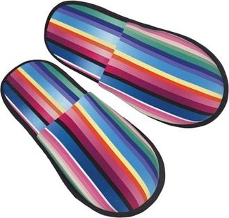 Generic Pantoufles En Coton Motifs Ray&eacute;s Lavables Pantoufles De Voyage L&eacute;gers Maison Slippers Pour Int&eacute;rieur Camping Femmes M