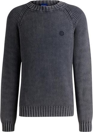 HUGO BOSS Hommes Sondye Pull en Maille côtelée de Coton avec Badge logoté