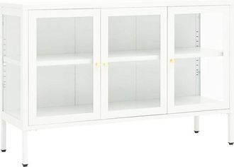 vidaXL Sideboard Wei&szlig; 105x35x70 cm Stahl und Glas vidaXL