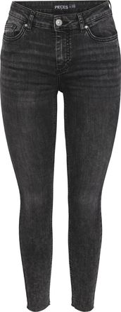 Pieces Damen Pcdelly Skn Mw Cr Raw Dg509-ba/Noos Bc, Dark Grey Denim, XS