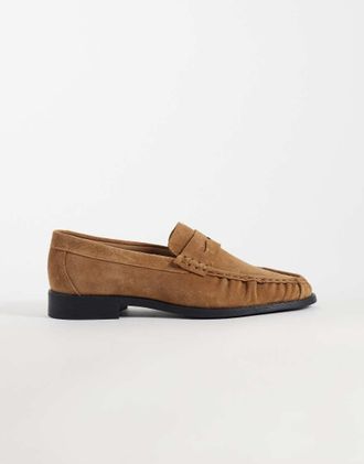Noak Mocassins en daim fabriqu&eacute;s au Portugal avec bout fronc&eacute; - Fauve-Marron