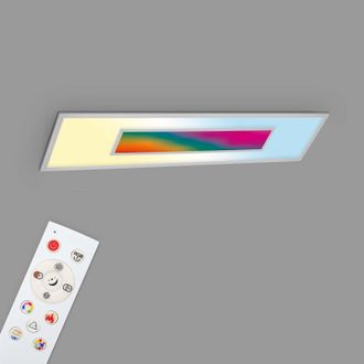 Telefunken LED Panel RGB, LED Deckenleuchte CCT, Deckenlampe RGB Centerlight, Regenbogeneffekt, Fernbedienung, Dimmbar, Silberfarbig, 1195x295x65mm