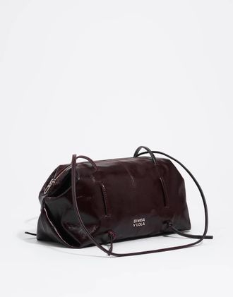 Bimba & Lola Leder-Schultertasche in dunklem Burgunderrot