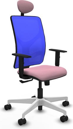 Piqueras y Crespo B&uuml;rostuhl mit 1D-Armlehnen, h&ouml;henverstellbarer Lendenwirbelst&uuml;tze und festem Kopfteil, ausgestattet mit 3 Positionen und Schneideschaum, Blau/Rosa