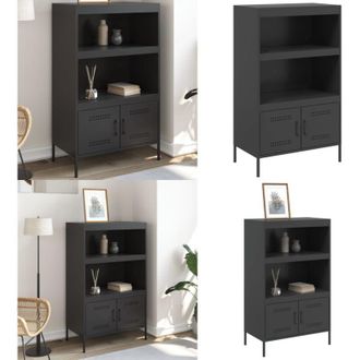 vidaXL Highboard Schwarz 68x39x113 cm Stahl - Industrielles Design - Hochschrank - Regal - Aufbewahrung - Wohnraum - Home & Living