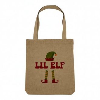 Fabulous Sac Shopping Tote Bag Aspect Lin - Lil Elf Christmas Reindeer Winter Elf Gift Santa Claus - Sac de Courses Toile Epaisse 360g Beige Naturel Cabas Port