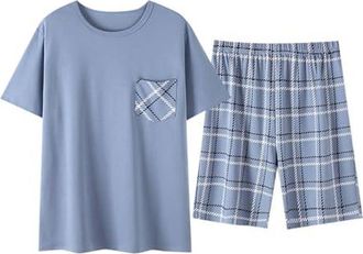 Generic Peignoir dhiver pour Hommes Pyjama 1/2 PièCes Chemise Et Pantalon Couleur Unie Doublé en Polaire Tissu Ponge avec Poches Homme Short Toutes Les Saison
