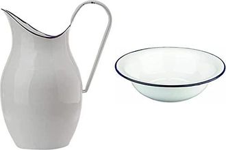 Ibili Ibili 903425 Jarre Bomb&eacute;e en acier &eacute;maill&eacute; vitrifi&eacute; 2,5 l Blanche & 903132 Cuvette en acier &eacute;maill&eacute; vitrifi&eacute; 32 cm Blanche