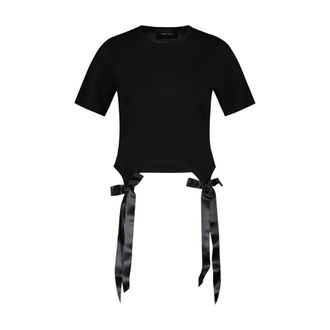 Simone Rocha Womens Bow-Tail Detail T-Shirt Black Lyocell