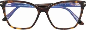 Tom Ford unisex, Accessoires, Brun, Taille: 53 MM Lunettes de vue oeil de chat Blue Block