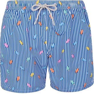 MC2 Saint Barth Homme, Maillots de bain, Bleu, Taille: XL Lighting Micro Fantasy Icicle Stripes Swim Shorts