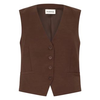 P.A.R.O.S.H. P.a.r.o.s.h., Femme, Vestes, Brun, Taille: 38 FR Gilet Boutonn&eacute; &agrave; Col en V