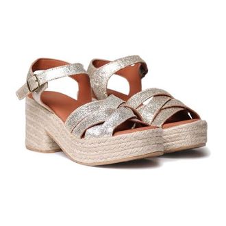 Toni Pons Espadrille en cuir pour femme avec finition brillante, platine, 42