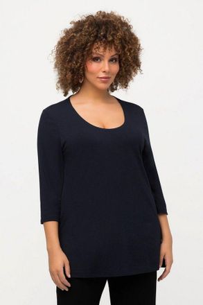 Ulla Popken T-Shirt Shirt tiefer Rundhalsausschnitt 3/4 Arm