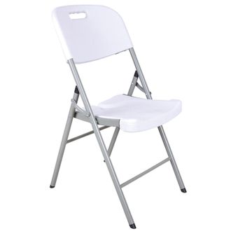 Generic Klapphocker Faltbar Regiestuhl Verst&auml;rkter Metallrahmen Sitz Aus Blasgeformtem Kunststoff Hocker Klappbar f&uuml;r K&uuml;che, Esszimmer, Innen- und Au&szlig;en(White