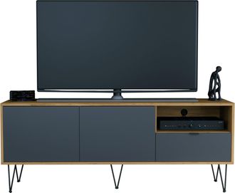 Vladon TV-Board Marino, Lowboard mit 2 Türen und 1 Schublade Anthrazit matt, Made in Germany, Korpus Eiche Evoke (152,5 x 60,5 x 37 cm)