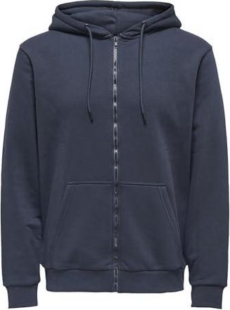 Only & Sons Hoodie Onsceres Zip THR. Sweat &agrave; Capuche Noos, Bleu Nuit, XL Homme