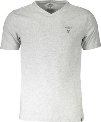 Aeronautica Graues Baumwoll-Au&szlig;en-T-Shirt mit Logo - - Tops - Herren - Grau - 2XL