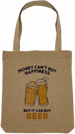 Fabulous Sac Shopping Tote Bag Aspect Lin - Beer - Money Cant Buy Happiness Beer Party Sac de Courses Toile Epaisse 360g Beige Naturel Cabas Port&eacute; Epaule Solid