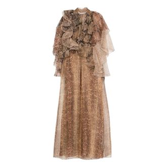 Zimmermann Schlangenmuster R&uuml;schen Schichtkleid - - Dresses - Damen - Braun - S