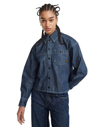 G-Star G-Star Damen Cropped Hemd, Blau (Worn in sea Stone D25516-D539-G893), XS