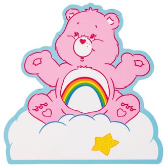 Silver Buffalo Care Bears Glitzer-Wandschild, groß, gestanzt, MDF, mit Cheer Bear, 17,8 x 17,8 x 3 cm